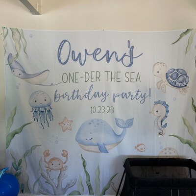 Under the Sea Birthday Backdrop, Sea Animals Boy, Personalized Under ...