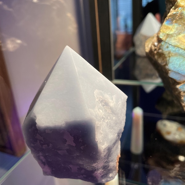 Angelite Point: Rare Light Blue Crystal Tower, Polished Peruvian ...