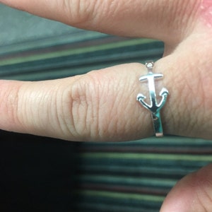 Sideways Anchor Ring in Gold or Sterling Silver Sideways Anchor Ring With Cross Horizontal ...