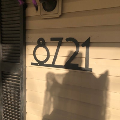Mid Century Metal House Number Sign Address Number Sign Modern Address ...
