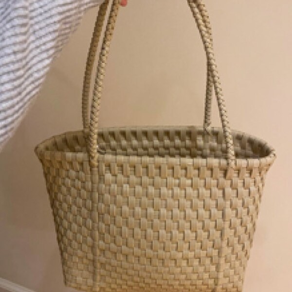 Light Pink Tote Fairtrade Plastic Bag, Handwoven Recycled Plastic Bag ...
