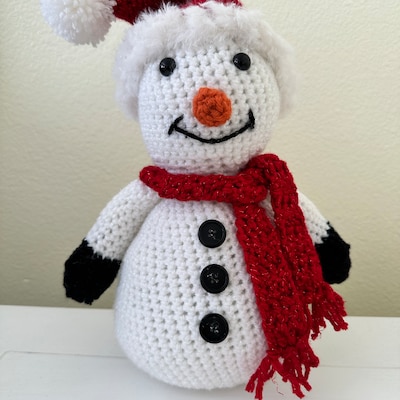 Vintage Crochet Pattern Smiling Snowman Family Amigurumi Stuffed Plush ...