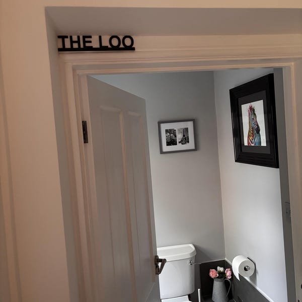 THE LOO Toilet Door Sign, Door Topper, Shelf Decor, Door Frame Art ...