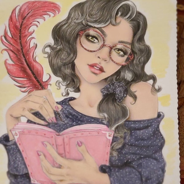 Dear Diary Coloring Page Grayscale Illustration Instant Download ...