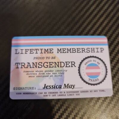 TRANSGENDER Lifetime Membership Card Gay Pride Card LGBT Identity Card ...