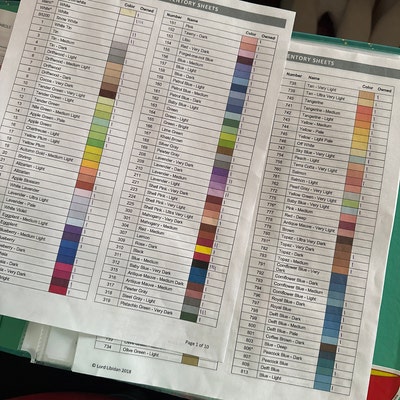 Printable DMC Thread Color Chart Tracker Inventory Sheet - Etsy