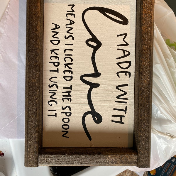 Made With Love Sign - Rustic Kitchen Sign - Farmhouse Kitchen Sign - Etsy