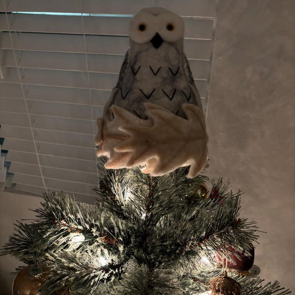 Handmade Wool Felt Snowy Owl Christmas Tree Topper: Fair Trade Decor - Etsy