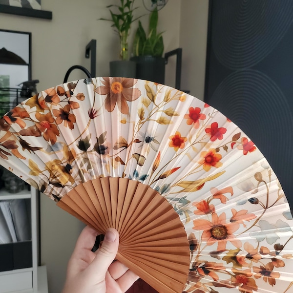 Hand Fan, Wood and Fabric Fan, Folding Fan, Handmade Fan, for Her, for ...