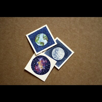 Earth Painting Miniature Painting Tiny Planet Watercolour - Etsy