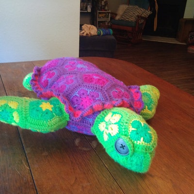 Snap the Turtle African Flower Crochet Pattern - Etsy