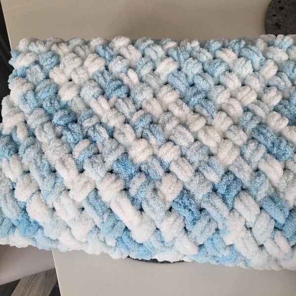 Finger Knit Blanket Pattern Pdf, Alize Puffy Blanket Pattern, Cable ...