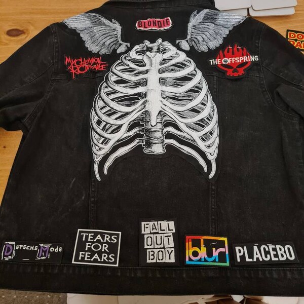 Rib Cage Back Patch: Screen Printed Backpatch | Cotton Sew on Patch for Jacket, Jeans | Goth ...