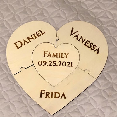Custom Family Wooden Heart Puzzle Family Unity Puzzle Pregnancy Puzzle ...