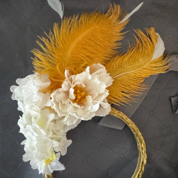 White Feather Fascinator, White Derby Fascinator, White Easter ...
