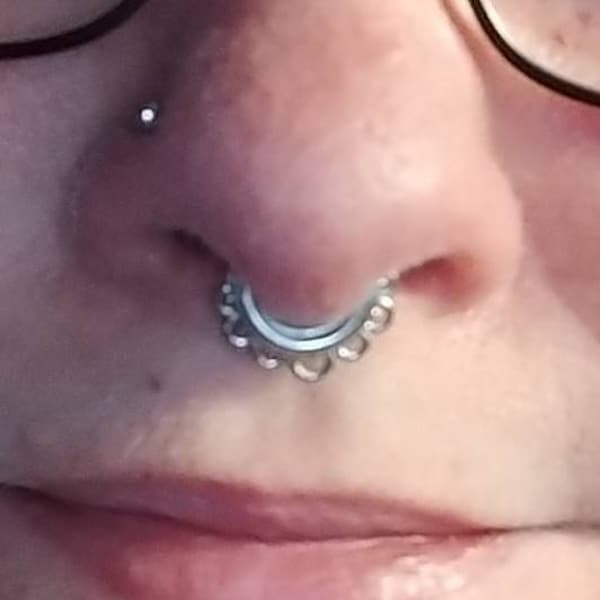 Silver Septum Ring, Mandala Septum Hoop, Triple Layer Septum Ring ...
