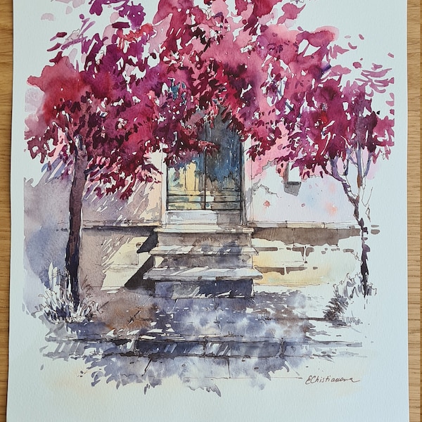 Barcelona Original Watercolor Painting Spain Artwork Gaudí Architecture ...