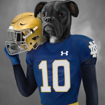 American Football Pet Portrait, NFL Dog Portrait, Poster, Custom Dog ...