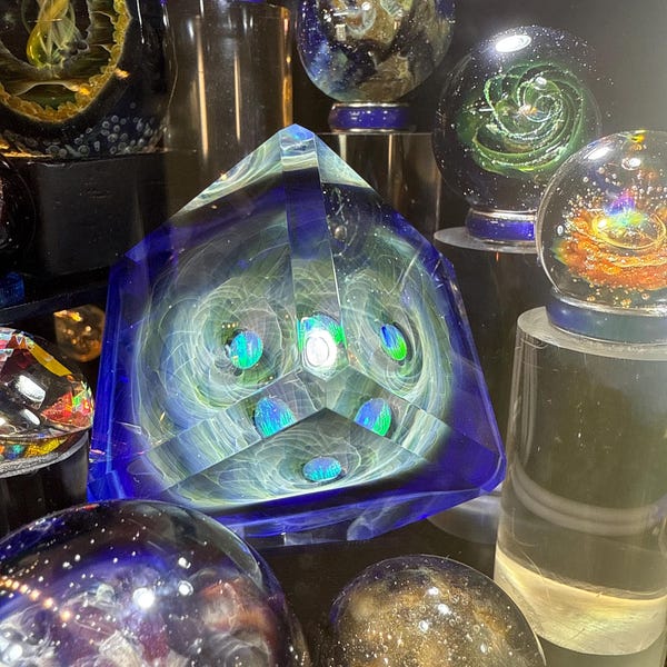 2.45”/62mm UV Reactive Space Glass Marble With Silver Stars, Opal ...