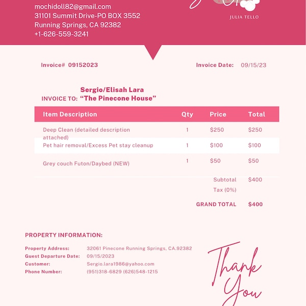 Cleaning Invoice Template for Airbnb & VRBO | Claims, Host Template ...