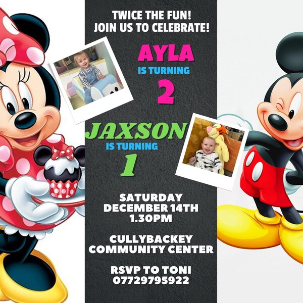 Editable Sibling Birthday Invitation: Double Theme Party (canva) - Etsy