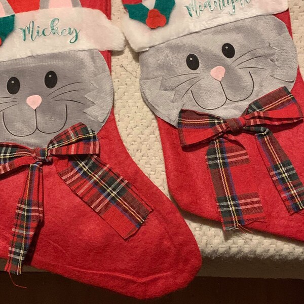 Personalized Cat Stocking, Pet Christmas Stockings, Your Cats Name Here ...
