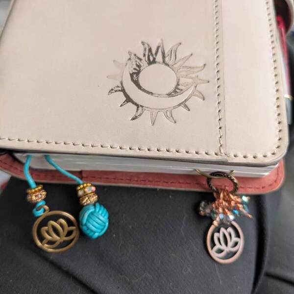 Small Compass Leather Beaded Bookmark, Travelers Notebook Accessories ...