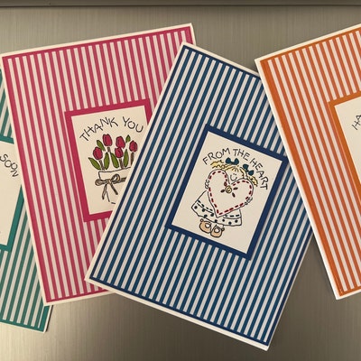 Handmade Stamped Assorted Variety Cards Set of 5 Cards With Matching ...