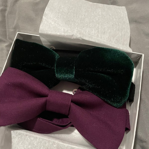 Green Velvet Bow Tie (READY TO SHIP), Emerald Mens Bow Tie, Wedding Bow ...