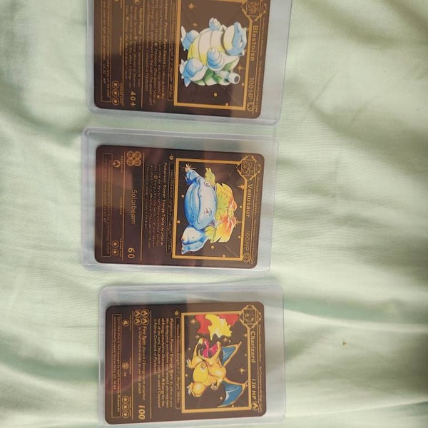 Charizard Blastoise Venusaur Trio Pokemon Gold Black Metal Card Base ...