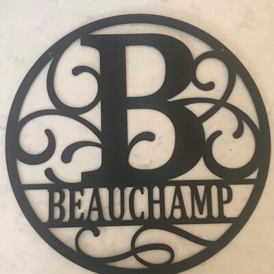 Round Personalized Metal Monogram Sign. Wedding Gift. Family Name Sign ...