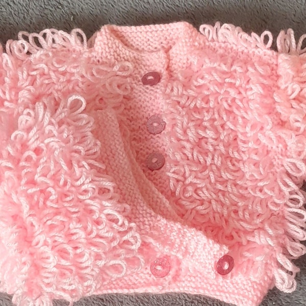 Vintage Knitting Pattern Knit Baby Toddler Loopy Loop Stitch Cardigan ...