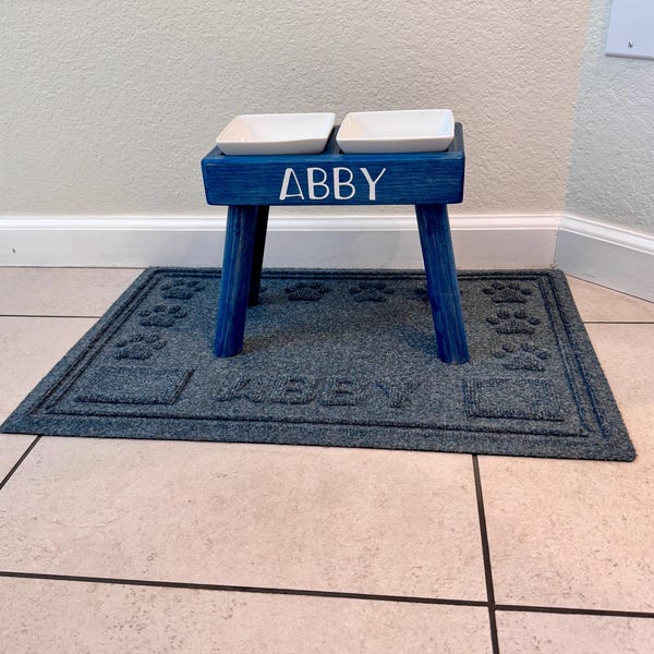 Modern Elevated Dog Feeder | Pretty Girl Dog Bowl Stand | Personalized ...
