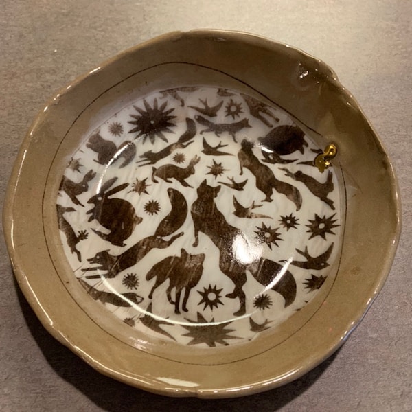 Woodland Fox Ceramic Plate: Rustic Salad Bowl, Handmade Pottery - Etsy ...