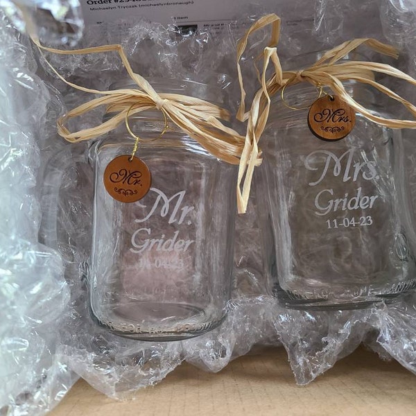 Cowboy Boot Mason Jars, Personalized Mason Jar Mugs, Bride and Groom ...
