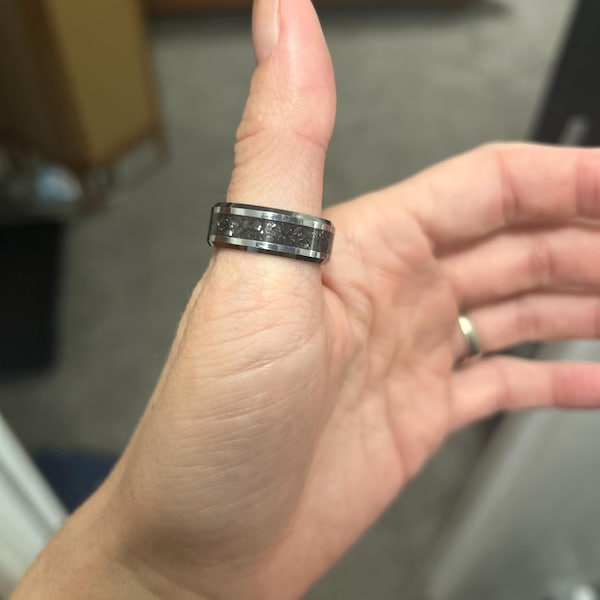 Dark Serenity Ring Amethyst Crystal Inlay, Tungsten Titanium Ceramic ...