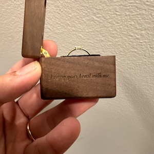 Flip Wood Ring Box Engraved Secret Single Ring Engagement Ring Box ...