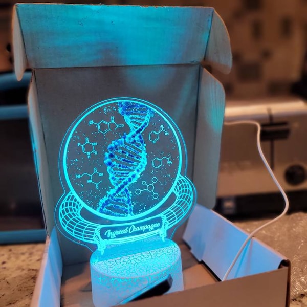 Personalized DNA Science 3D Lamp, Biology Science Gift Decor for Nurse ...