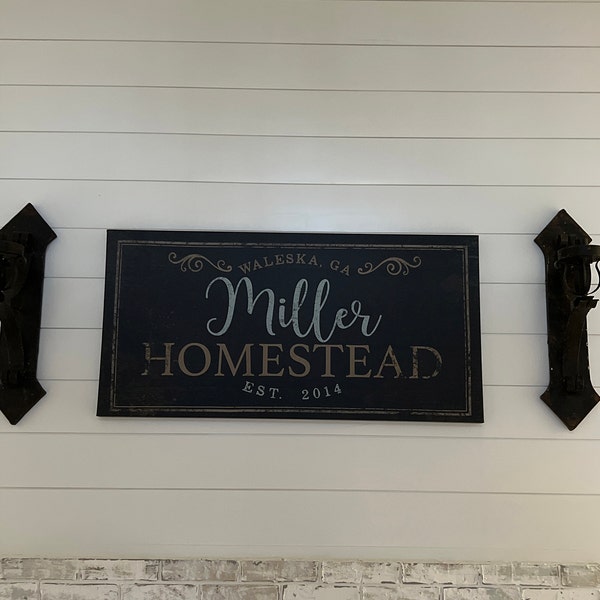 Personalized Homestead Sign Family Name Wall Art Rustic Vintage ...