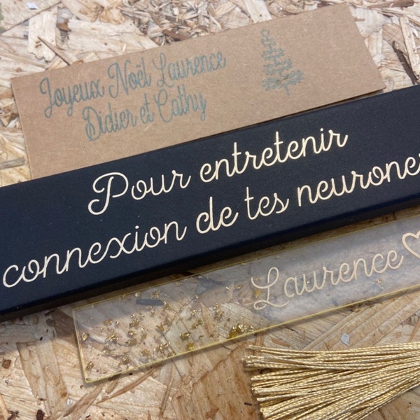 Marque-page prénom or et blanc - En résine - Fait main en France - Idée ...