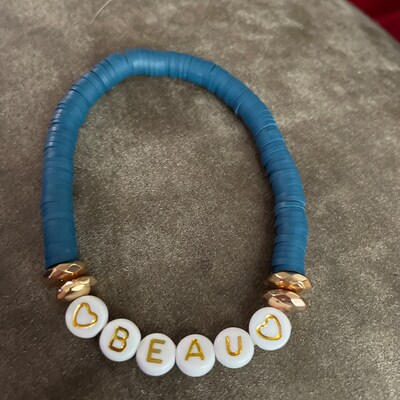 Brushed Gold Bar Bracelet Stackable Bracelet 6mm Heishi Beads Mothers Day Gift Neutral Bracelet ...