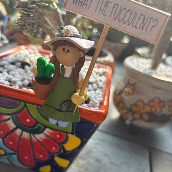 Plant Lady Potsitter- Flower Pot Sitter- House Warming Gift - Plant ...