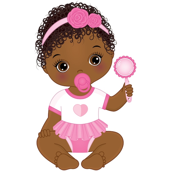 Baby Girl Clipart, Vector Baby Clipart, Afro Baby Clipart, Newborn ...