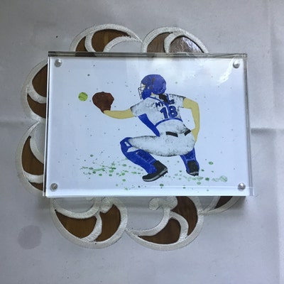 Woman Softballer Poster Female Batter Softballer Painting Print Girl ...