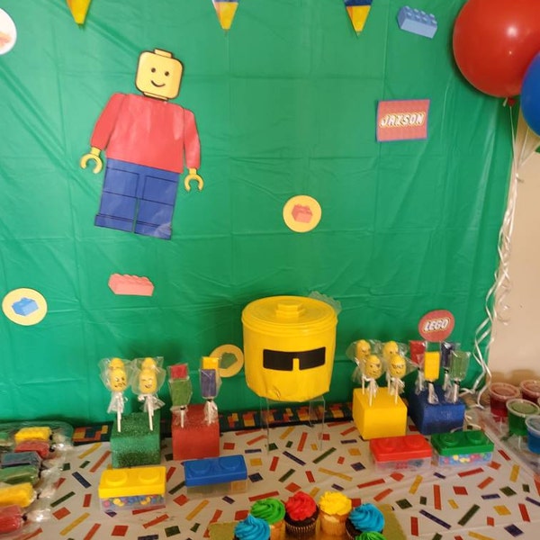 Printable Custom Brick Building Block Party - Sign - Centerpiece Photo ...