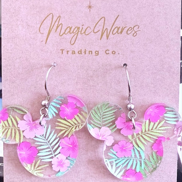 Pearl Mouse Gem, Gem Dangle Earring, Laser Cut Wood Dangle Earrings ...