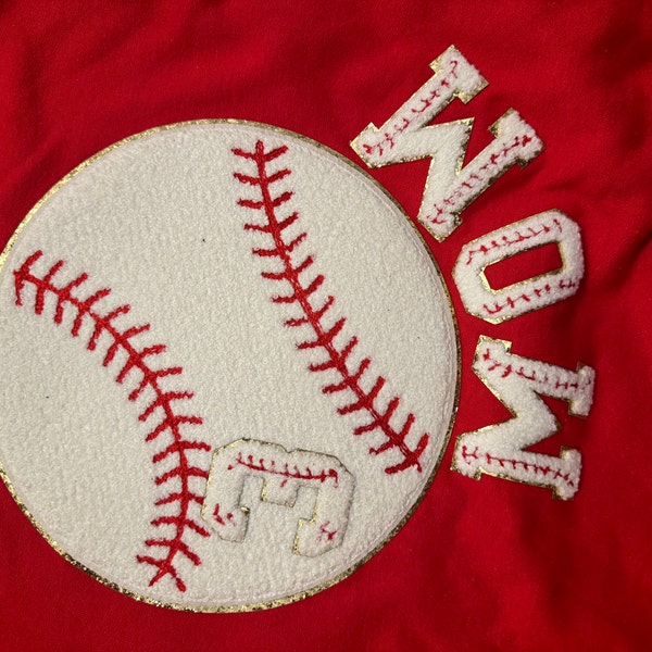Baseball Mom Chenille Patch Sweatshirt: Customized Gameday Apparel - Etsy