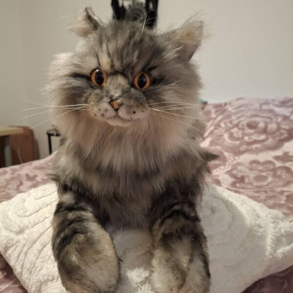 Handmade Tabby Cat Plush: Realistic Longhair Companion Gift,cat Lover ...