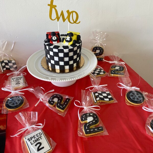 Racing Theme Cookie Favors, Car Theme Cookies for Birthday, Cute Race ...