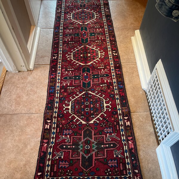 3x8 Runner Rug, Turkish Rug, Vintage Rug, Blue Rug, Stair Rug, Entryway ...